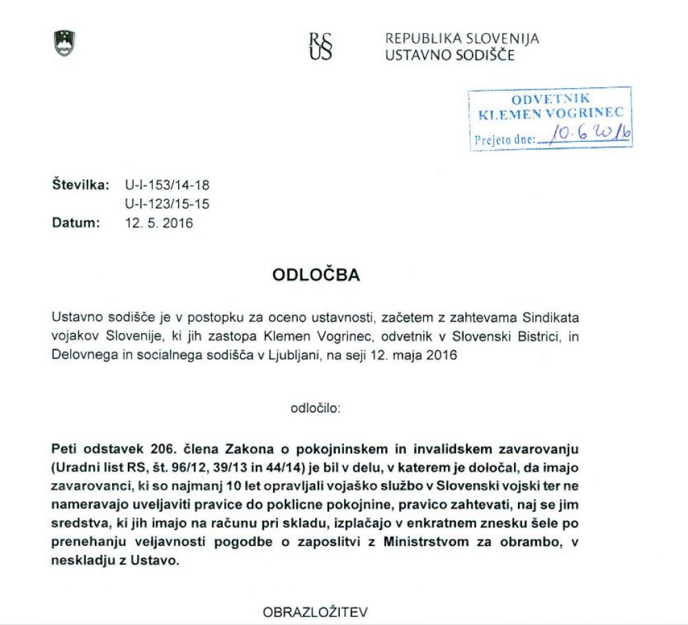 SVS je uspel. Ustavno sodisce je odlocilo, da je avtenticna razlaga ...